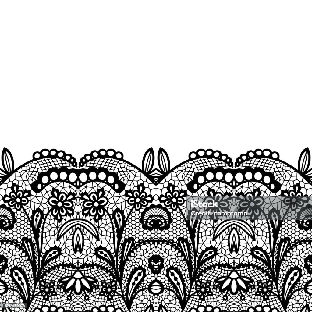 Seamless Vintage Black Lace Border Invitation Card Stock Illustration