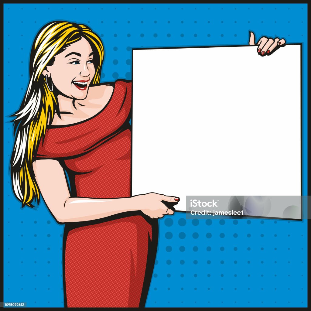 Woman Holding Blank Sign Stock Illustration Download Image Now