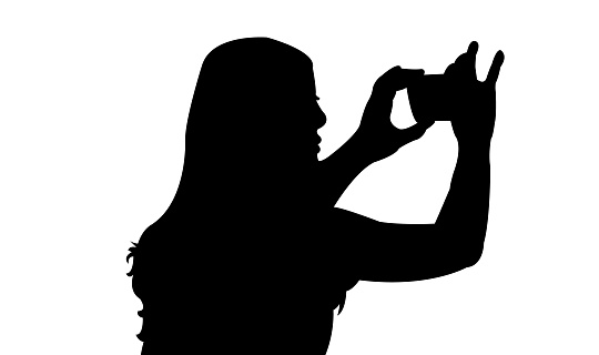 Girl Taking Selfie Silhouette Vector Stock Illustration Download