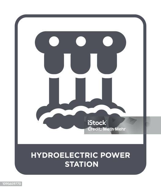 Centrale Hydroélectrique Icône Vecteur Sur Fond Blanc Rempli De