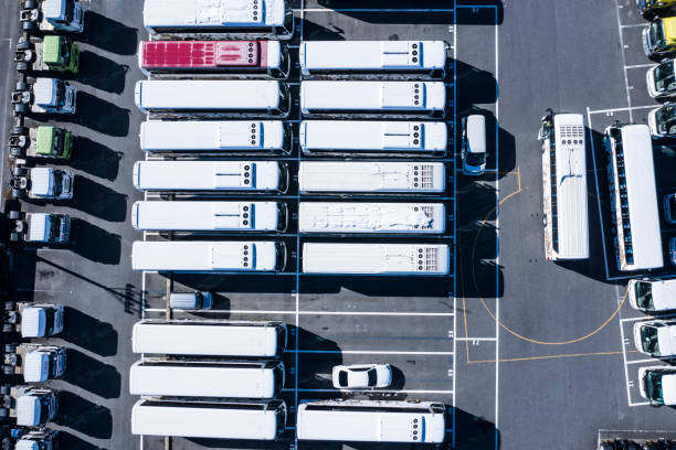 Free Stock Photo of Aerial view of buses in a parking lot | Download ...