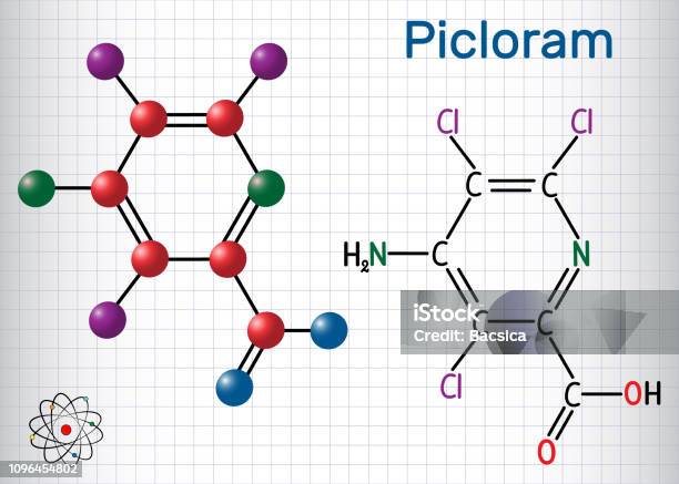 Molekul Picloram Selembar Kertas Di Kandang Formula Kimia Struktural