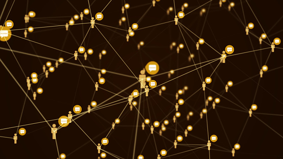 Social Network Connection People With Molecule Structure Gold Color