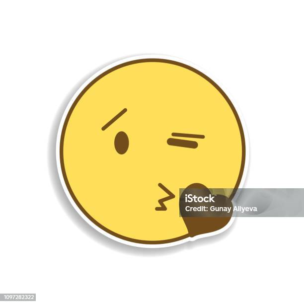 Envoyer Une Icône Dautocollant De Couleur Emoji Baiser Élément Demoji