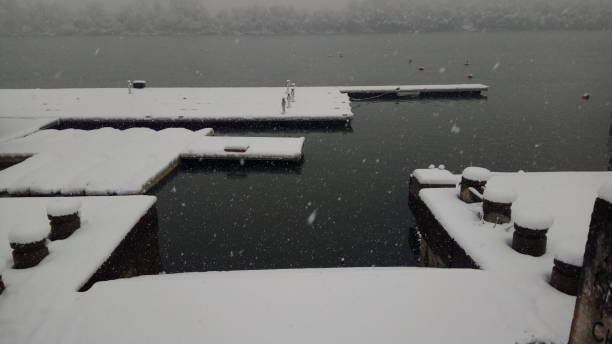 Free picture: harbour, snow, river boat, riverbank, winter, white ...