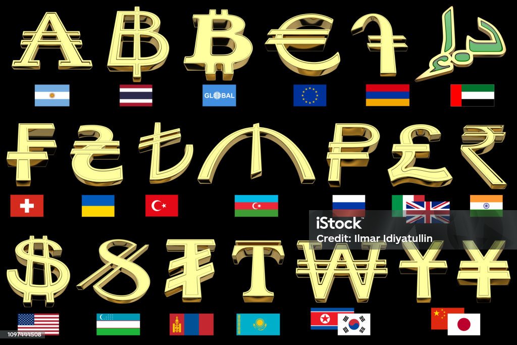 Set Of Currency Symbols Of Different Countries Of The World With Their ... Set Of Currency Symbols Of Different Countries Of The World With Their ...