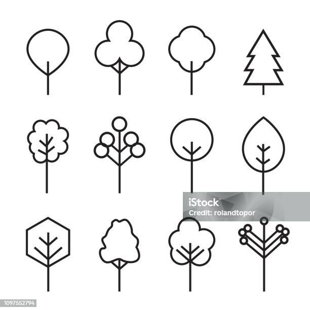 Ensemble Darbres Noirs Dessin Vectoriel Et Lillustration Plantes Et