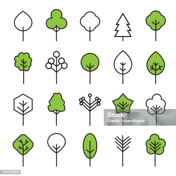 Ensemble Darbres Noirs Dessin Vectoriel Et Lillustration Plantes Et