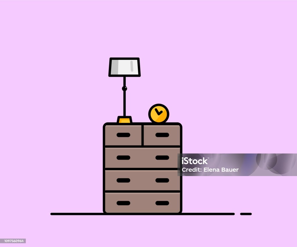 Vector Bande Dessinée Armoire Avec Meubles De Lampe Illustration De