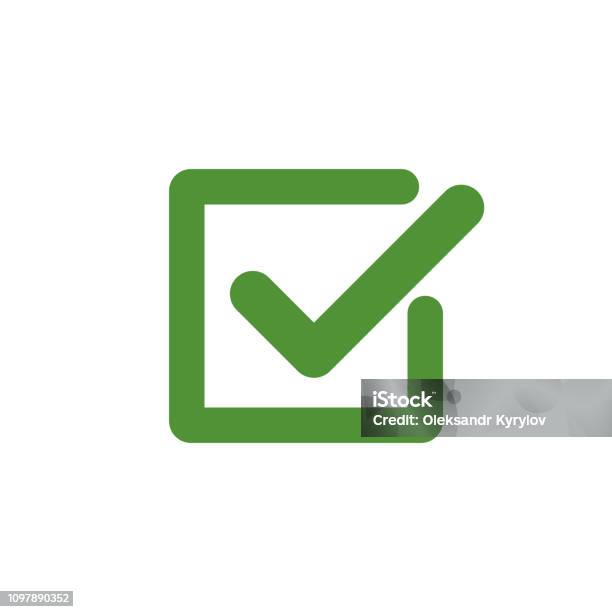 Icône De Coche Verte Dans Une Boîte Symbole De La Tique Dans La Couleur