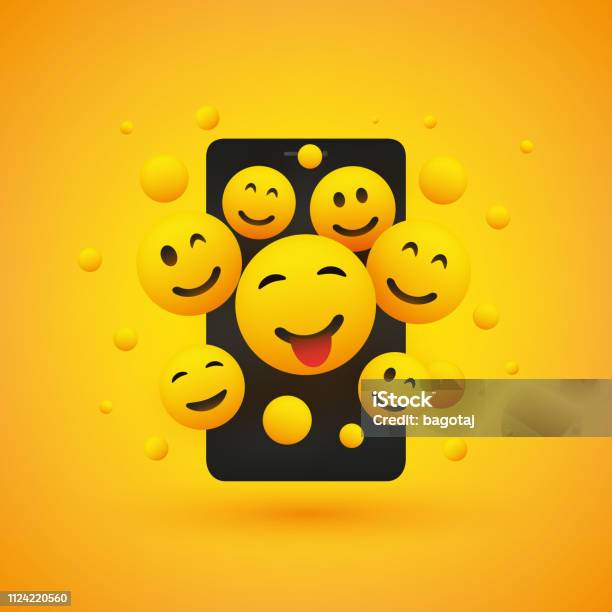 Emoticons On Mobile Device Screen Concept Stock Illustration Download