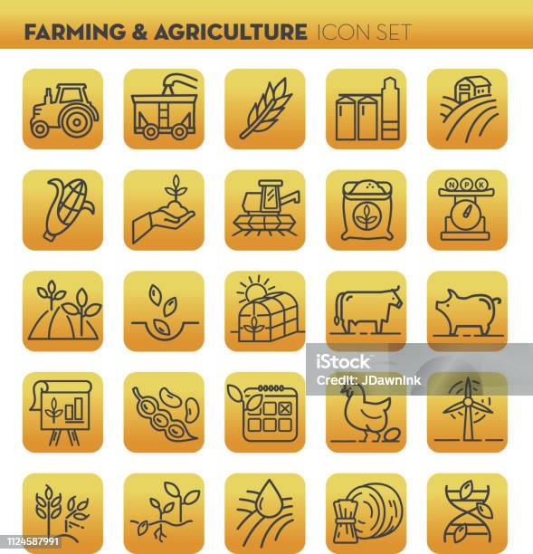 Ferme Et Lagriculture Plat Simple Contour Design Art De Ligne Icône
