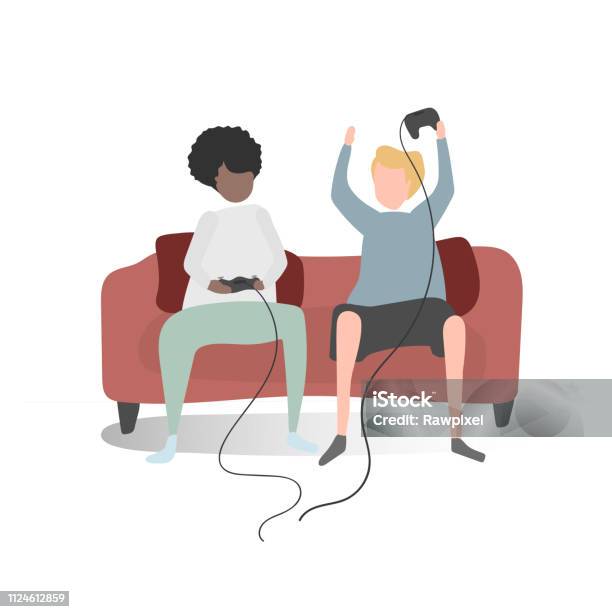 Ilustrasi Karakter Dua Temannya Bermain Video Game Ilustrasi Stok ... Ilustrasi Karakter Dua Temannya Bermain Video Game Ilustrasi Stok ...
