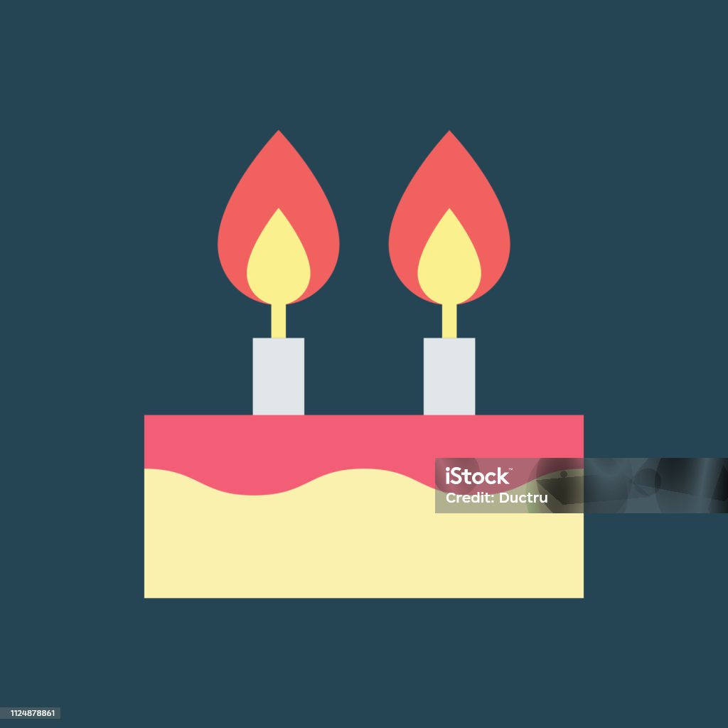 Silhouette Icon Cake With Two Candles Stock Illustration Download