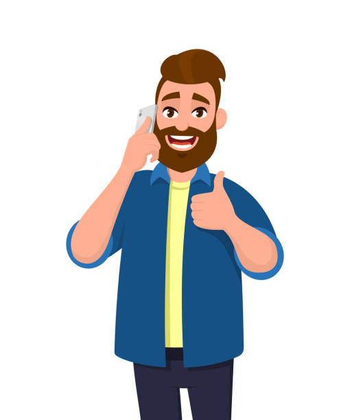 120 Cool Guy Holding Phone Stock Illustrations Royalty Free Vector