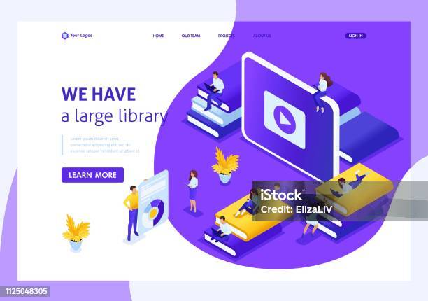 Situs Web Template Landing Page Konsep Isometrik Memilih Buku Anda Yang