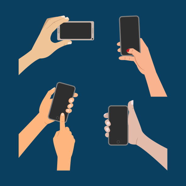 110 Manicure Hand Holding Phone Stock Illustrations Royalty Free