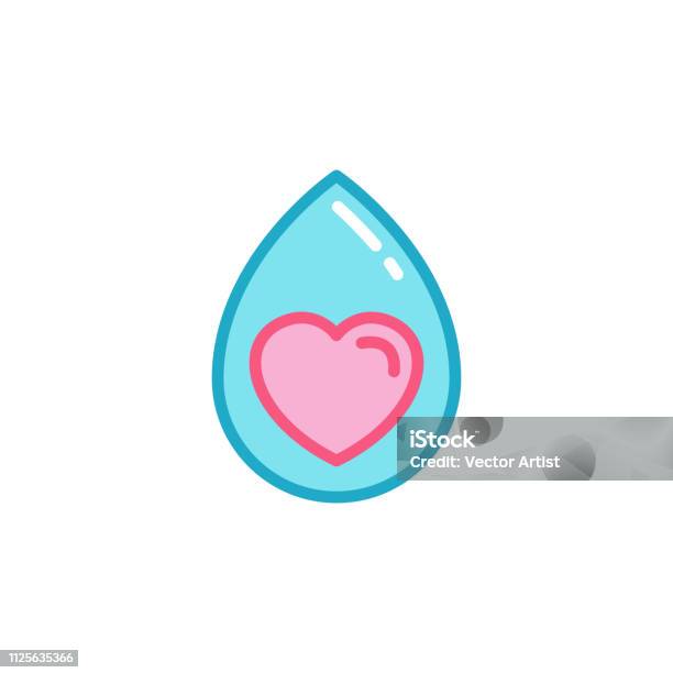 Amoureux De Leau Goutte Icône Coeur Simple Illustration Ligne Style