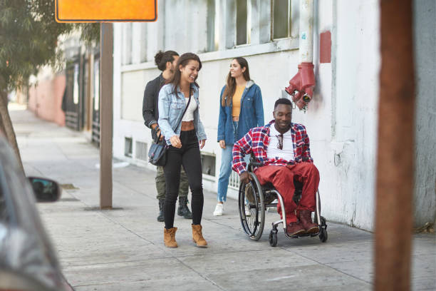 Free picture: people, walking, sidewalk, person, wheelchair