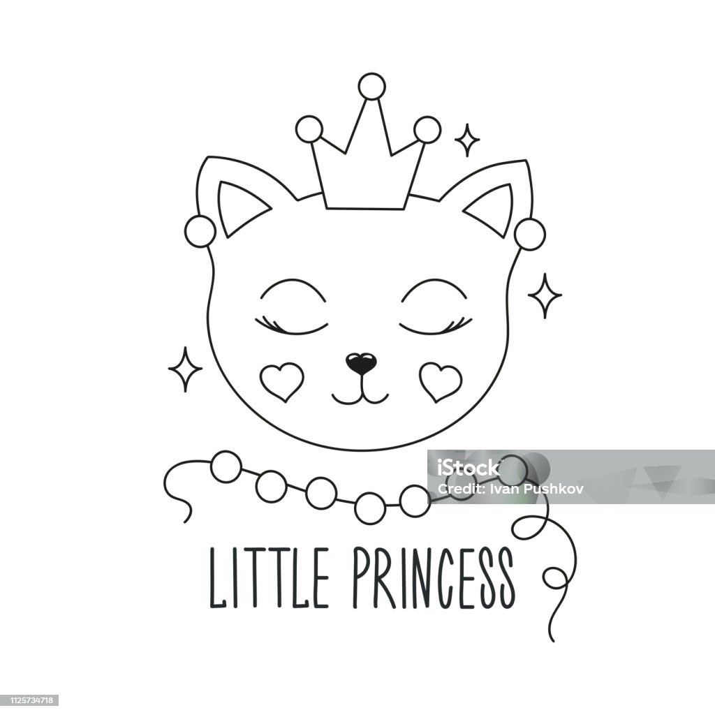 Cute Kitten Illustration Fashion Illustration Drawing In Modern Style For Clothes Girlish Print