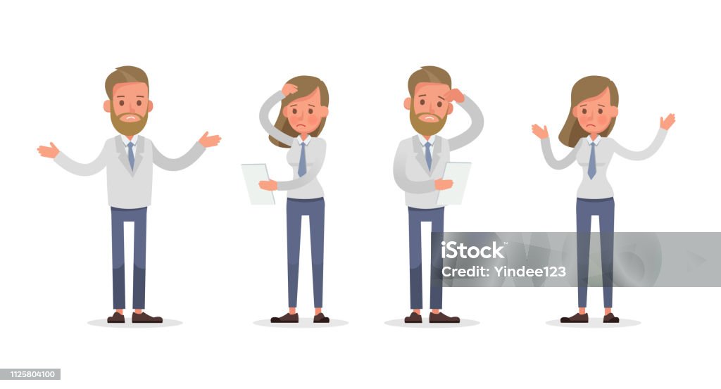 Set Of Businessman And Businesswoman Character Vector Design