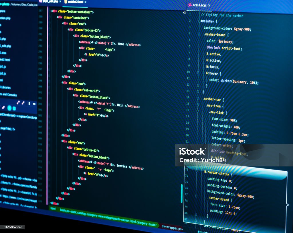Coding Html And Css In Ide Macro Web Development Software Source Code