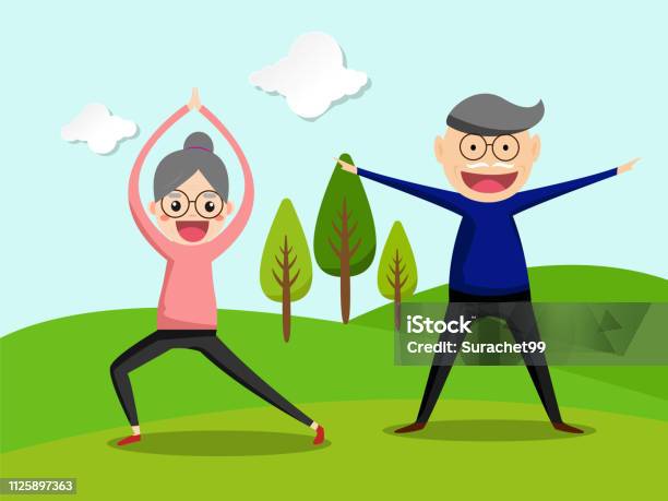 Notion Dexercice Supérieurs Couple Senior Exerce Dans Le Parc Public