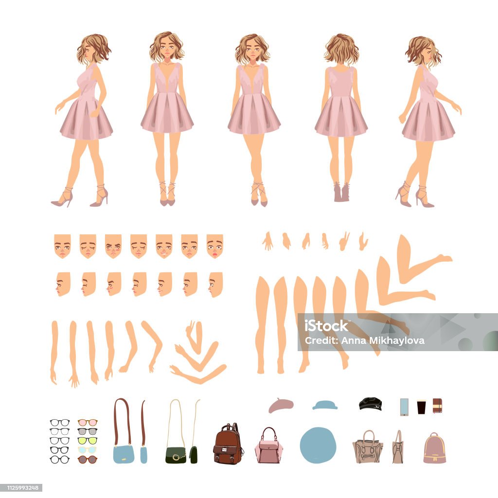 Animer Le Personnage Constructeur De Demoiselle De Personnage Postures