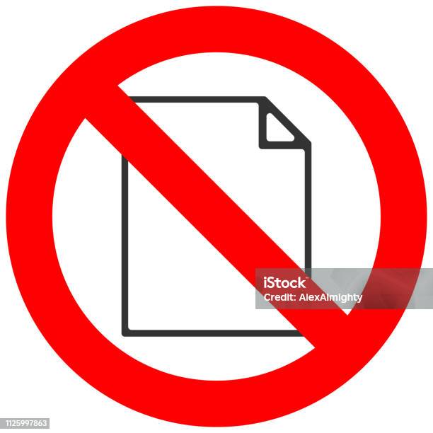 Tanda Terlarang Dengan Ikon File Diisolasi Pada Latar Belakang Putih