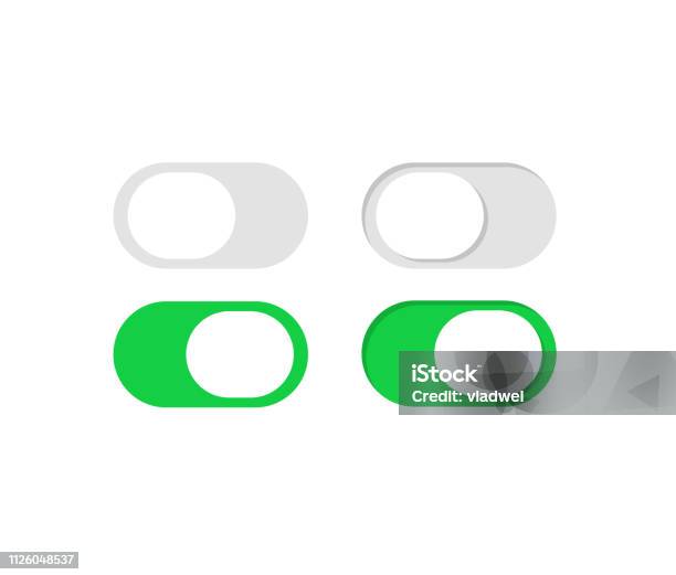 Slide Or Toggle Buttons Vector Set Flat Switch Button Isolated Ui