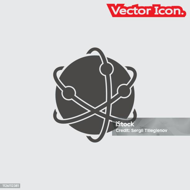 Simbol Tanda Terisolasi Ikon Atom Dan Gaya Datar Untuk Desain Aplikasi