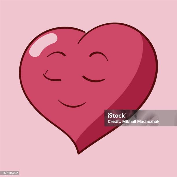 Lucu Kartun Hati Karakter Emosi St Valentines Ikon Vektor Terisolasi