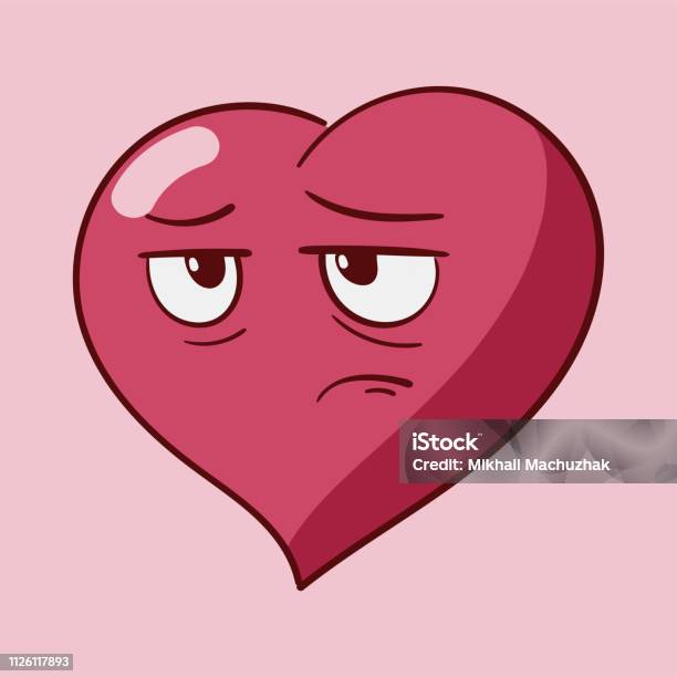 Lucu Kartun Hati Karakter Emosi St Valentines Ikon Vektor Terisolasi