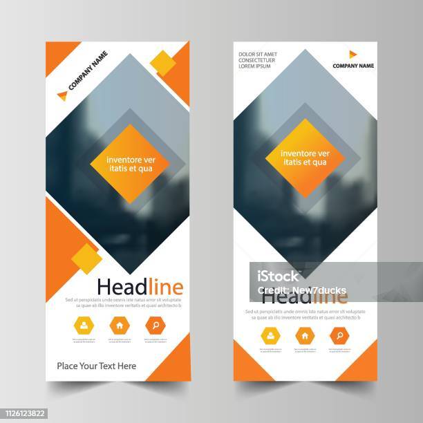 Template Desain Datar Business Roll Up Banner Spanduk Geometris Abstrak