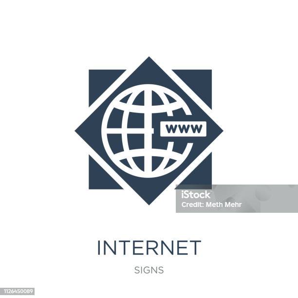 Vecteur Dicône Internet Sur Fond Blanc Tendance Internet Rempli Icônes