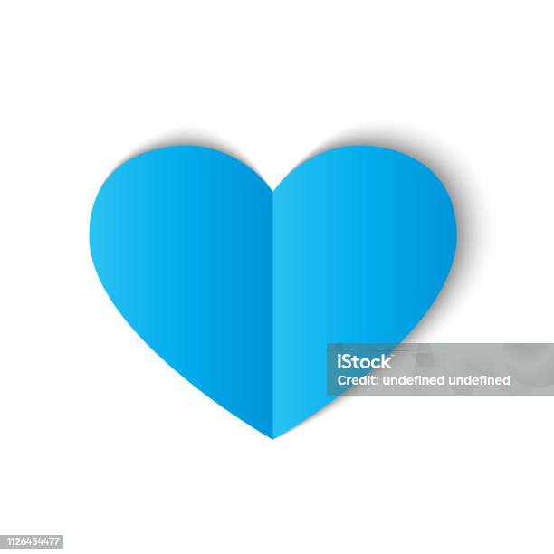 Coeur De Papier Bleu Isolé Sur Fond Blanc Icône Du Cœur Symbole De