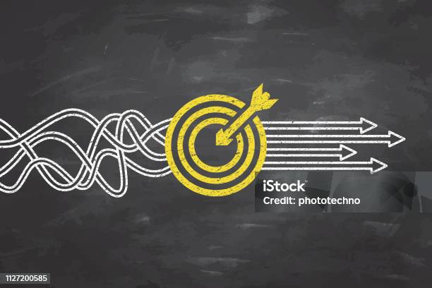 Goal Solution Concepts On Blackboard Background Stock Illustration