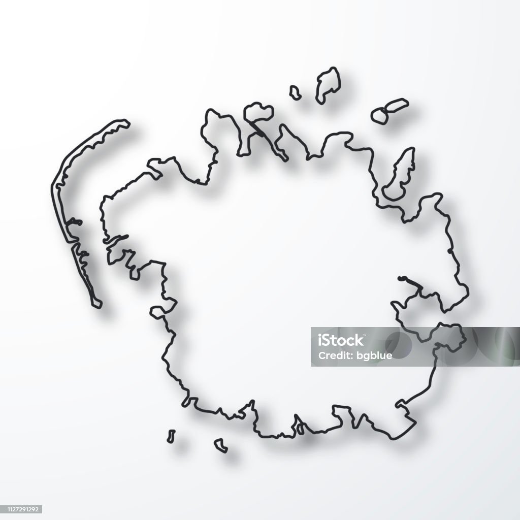 Carte De Micronésie Noir Contour Avec Ombre Sur Fond Blanc Vecteurs