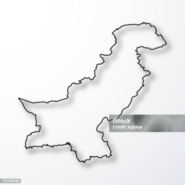 Carte Pakistan Noir Contour Avec Ombre Sur Fond Blanc Vecteurs Libres