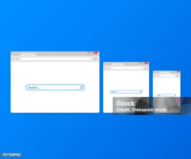 Jendela Browser Sederhana Di Latar Belakang Biru Pencarian Browser