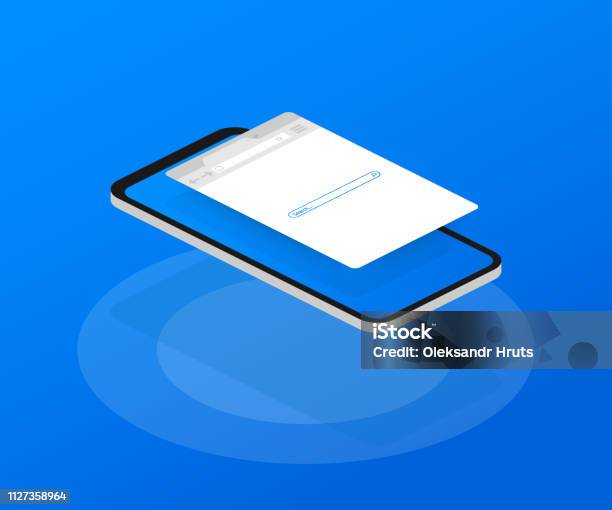 Jendela Browser Sederhana Di Latar Belakang Biru Pencarian Browser