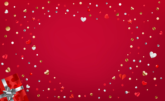 Ilustración de Fondo Rojo Con Forma De Corazón De Abstrac Con Confeti ... Ilustración de Fondo Rojo Con Forma De Corazón De Abstrac Con Confeti ...