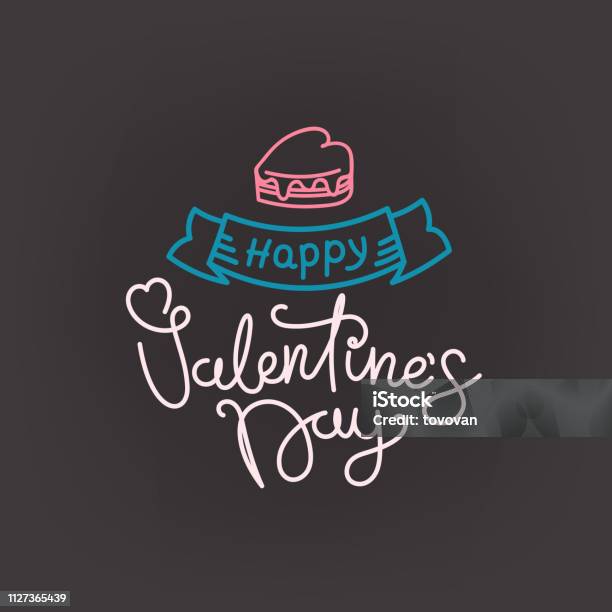 Konsep Selamat Hari Valentine Spanduk Vektor Dengan Elemen Linear