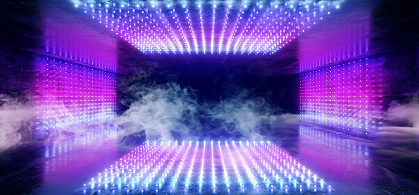 Smoke Fog Neon Glowing Sci Fi Futuristic Cyber Retro Empty Grunge