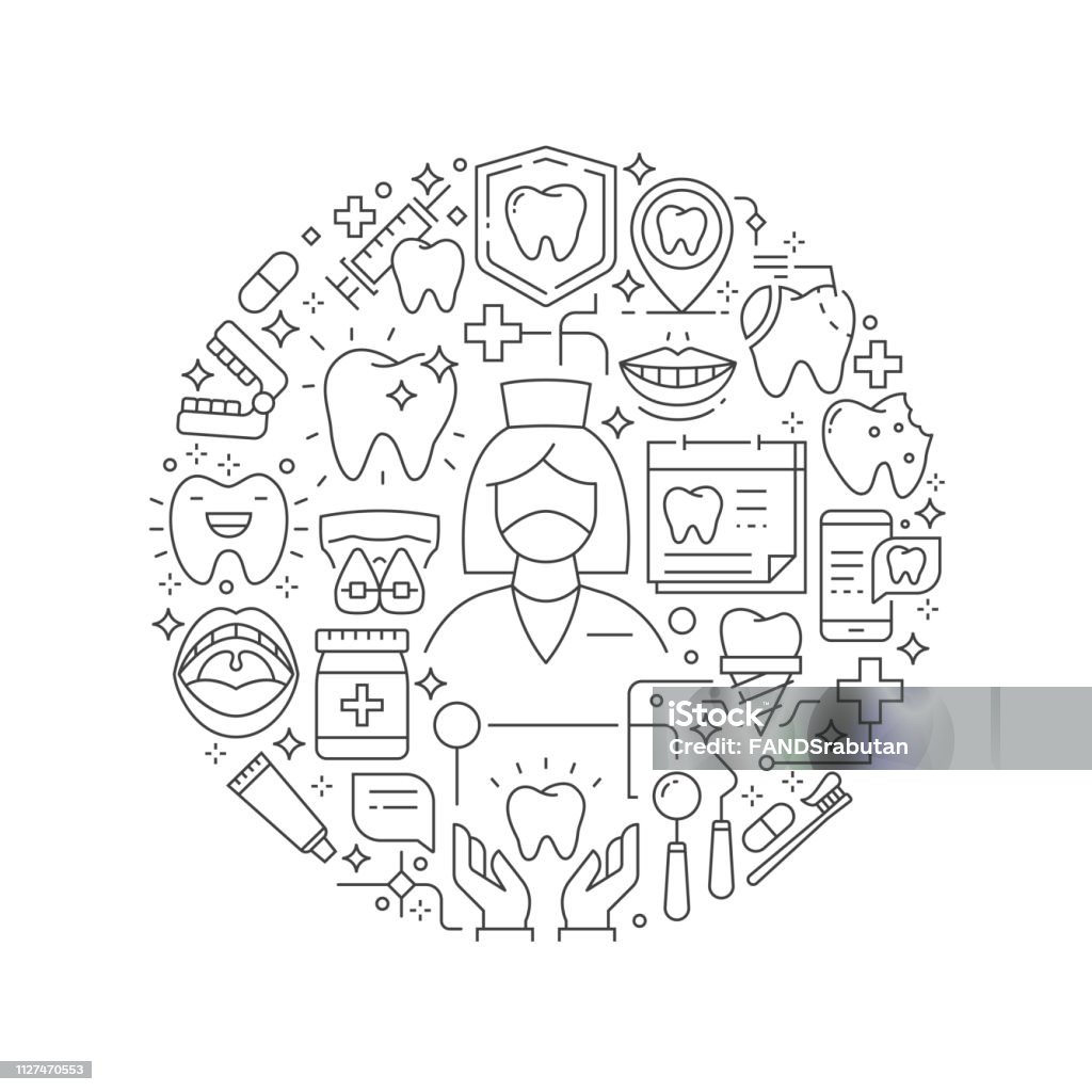 Zahnmedizin Linie Symbole In Rundform Isoliertvektorillustration Stock ... Zahnmedizin Linie Symbole In Rundform Isoliertvektorillustration Stock ...