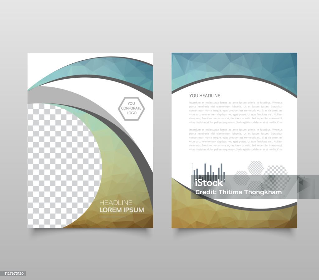 Desain Abstract Triangle Brochure Flyer Dalam Ukuran A4 Tata Letak