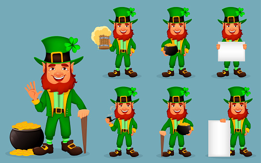 Saint Patrick Day Cartoon Character Leprechaun Stock Illustration
