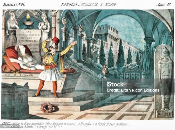 Parody Romeo And Juliet Satirical Cartoon Weekly Of 1878 Stock Illustration Download Image Now