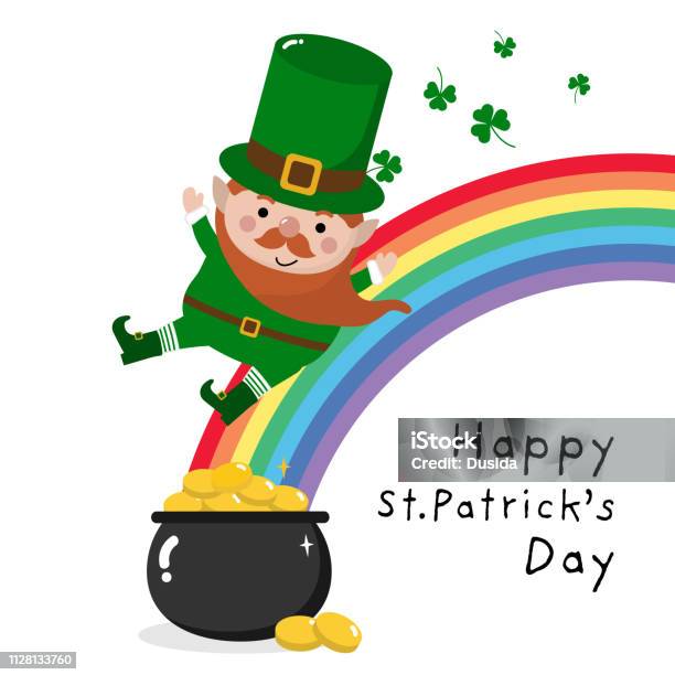 Kartu Ucapan Selamat Hari St Patrick Dengan Leprechaun Pot Emas Dan ... Kartu Ucapan Selamat Hari St Patrick Dengan Leprechaun Pot Emas Dan ...