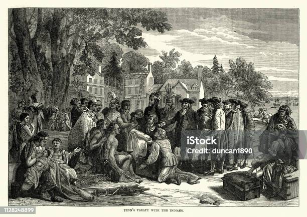 William Penns Treaty With The Native Americans Stock Illustration ... William Penns Treaty With The Native Americans Stock Illustration ...